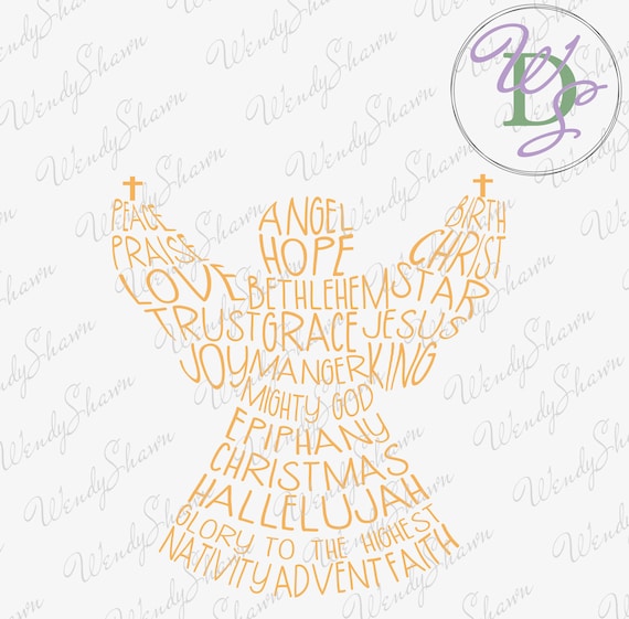 Christmas Angel Word Art/Religious Word Art/Cut | Etsy