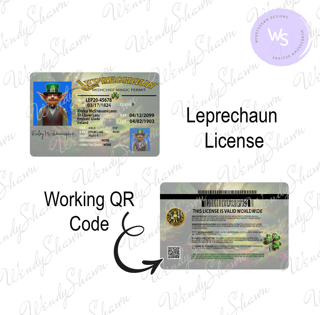 Leprechaun License PNG, Working QR Code, St. Patricks Day, Shenanigans ...