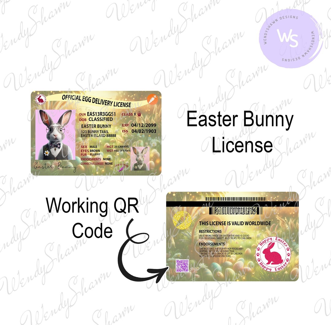 Easter Bunny License PNG, Working QR Code, Easter, Egg Delivery License ...