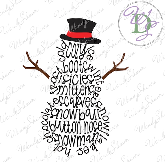 Snowman Word Art/holiday Word Art/cut | Etsy