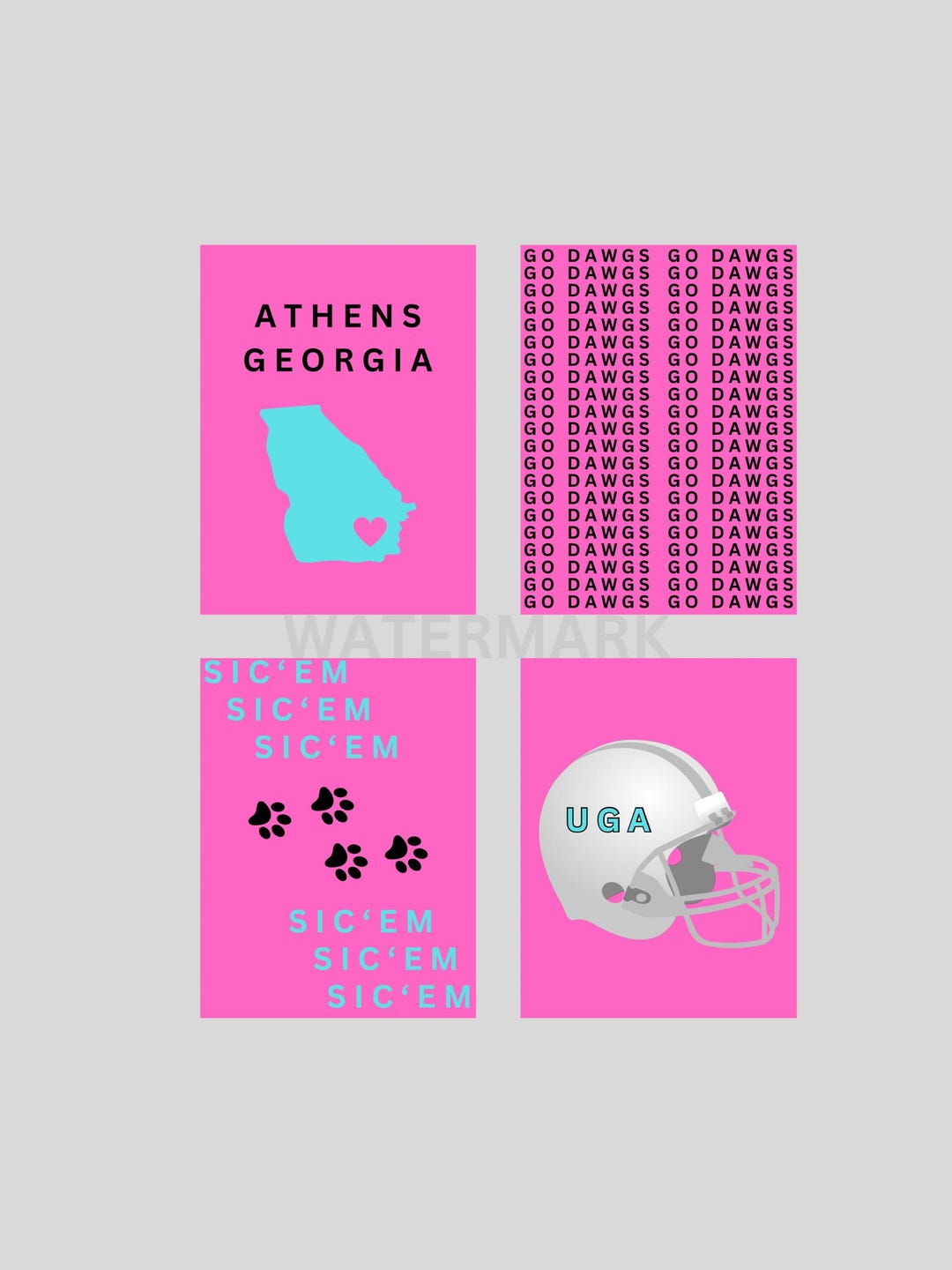 UGA university of Georgia Poster 4 Pack - Etsy