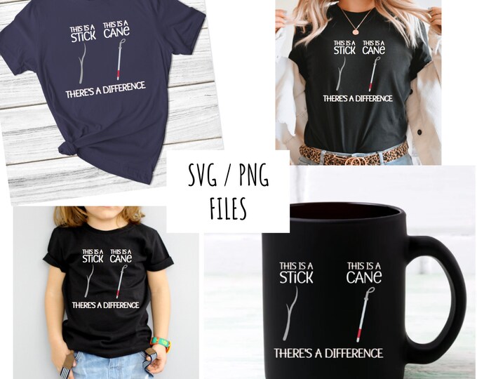 Stick Not A Cane SVG PDF File for Printing Crafts DIY White Cane ...