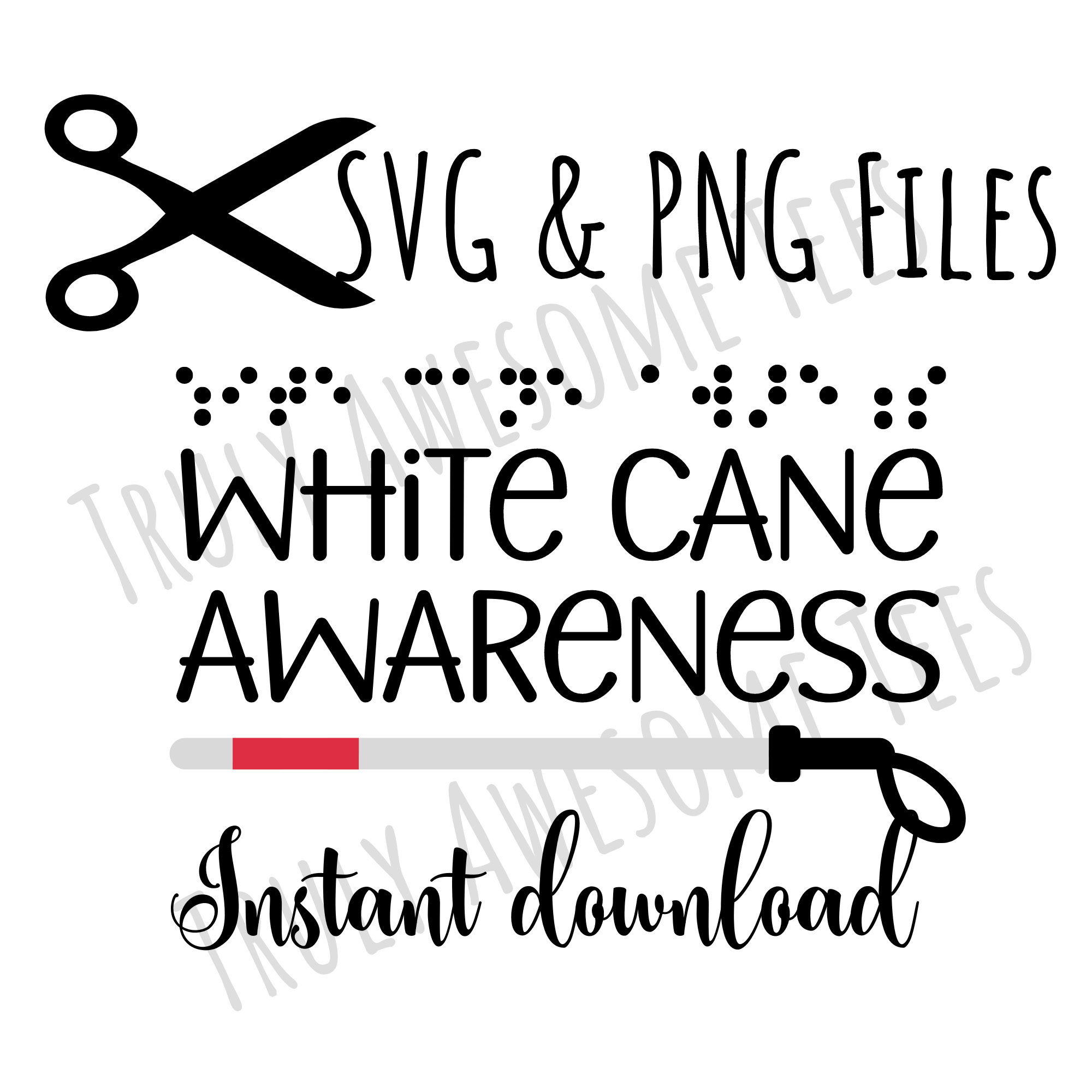 SVG PNG File White Cane Awareness Graphic for Printing Crafting Shirts ...