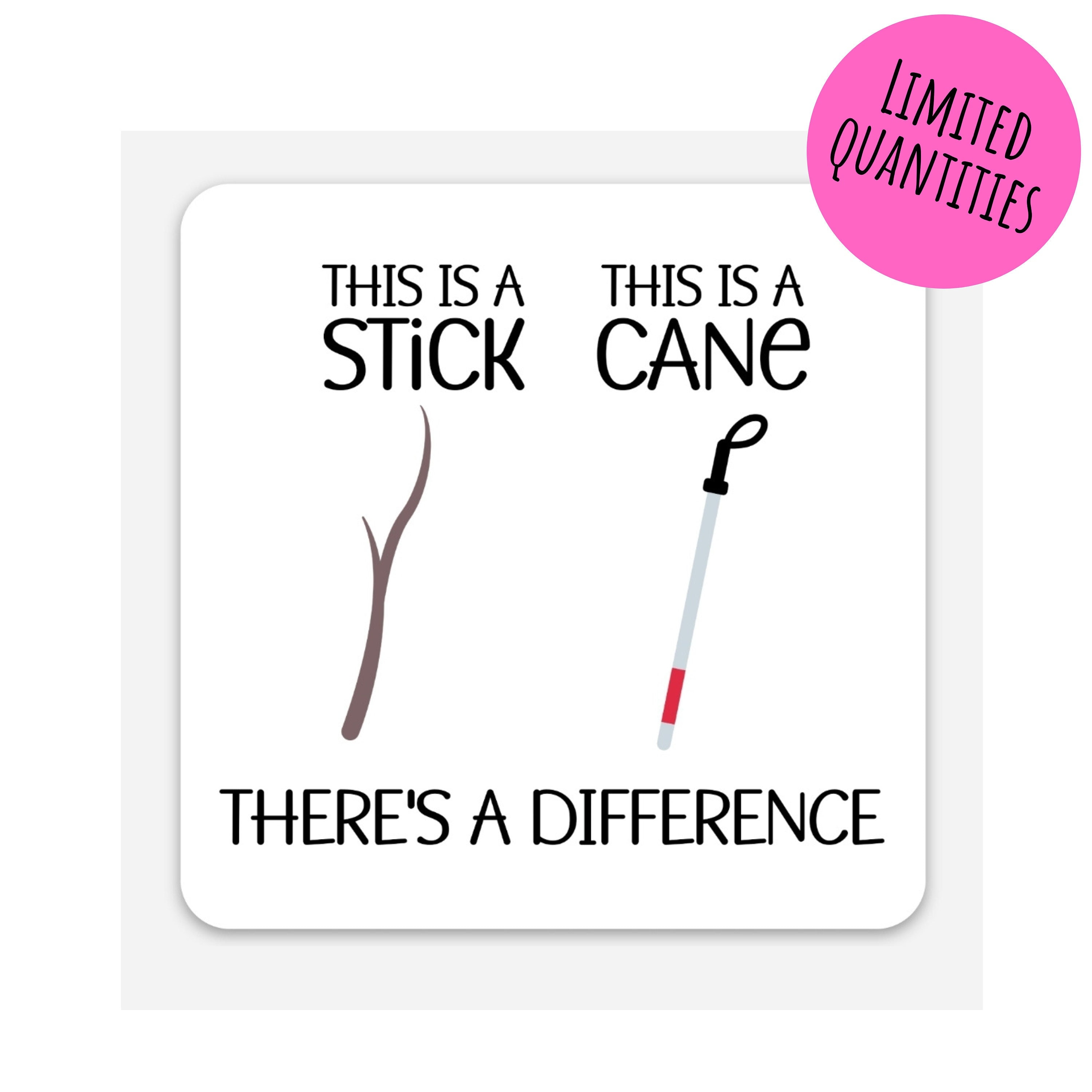 Orientation and Mobility Stick Vs Cane Vinyl Sticker for Water Bottles ...