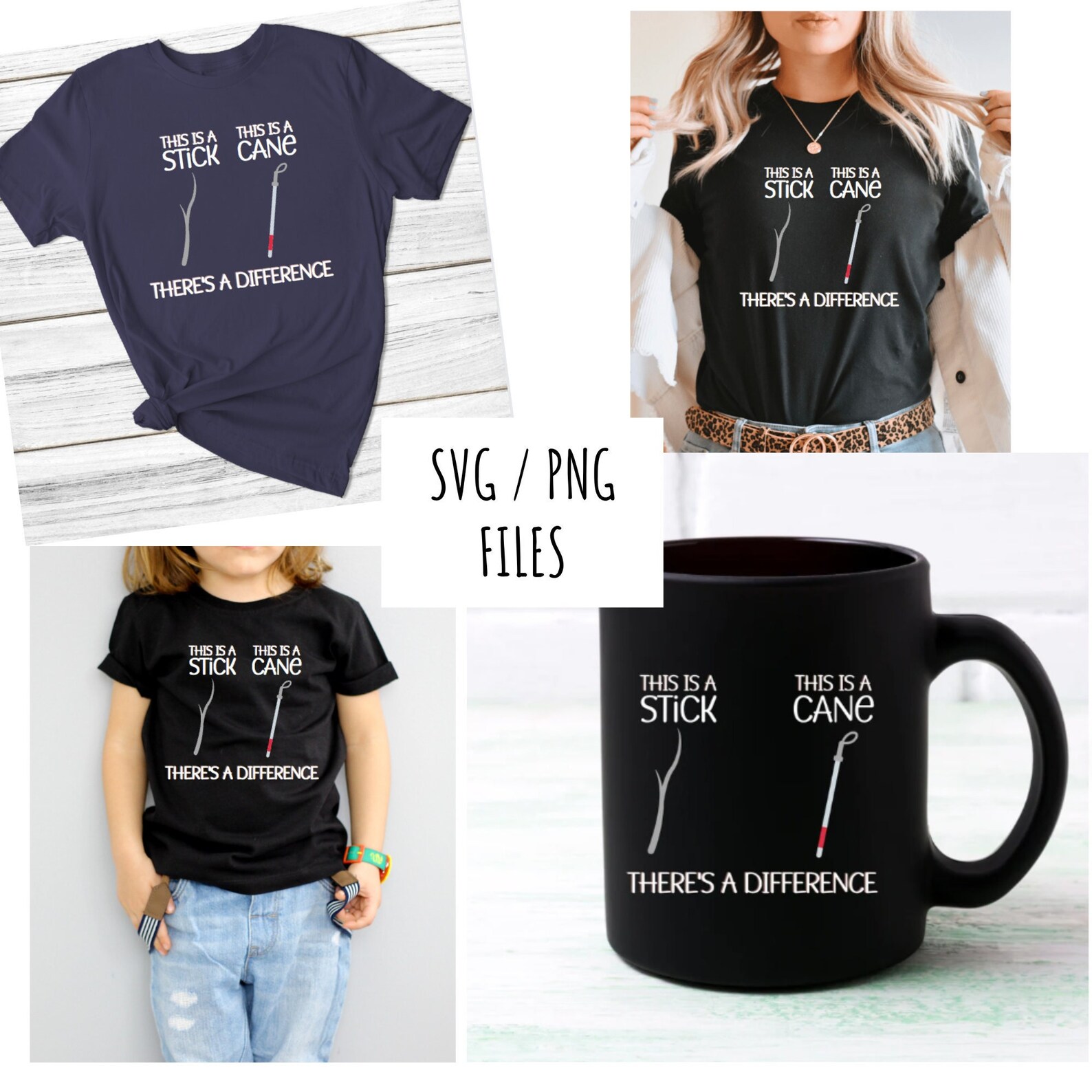 Stick Not A Cane SVG PDF File for Printing Crafts DIY White Cane ...