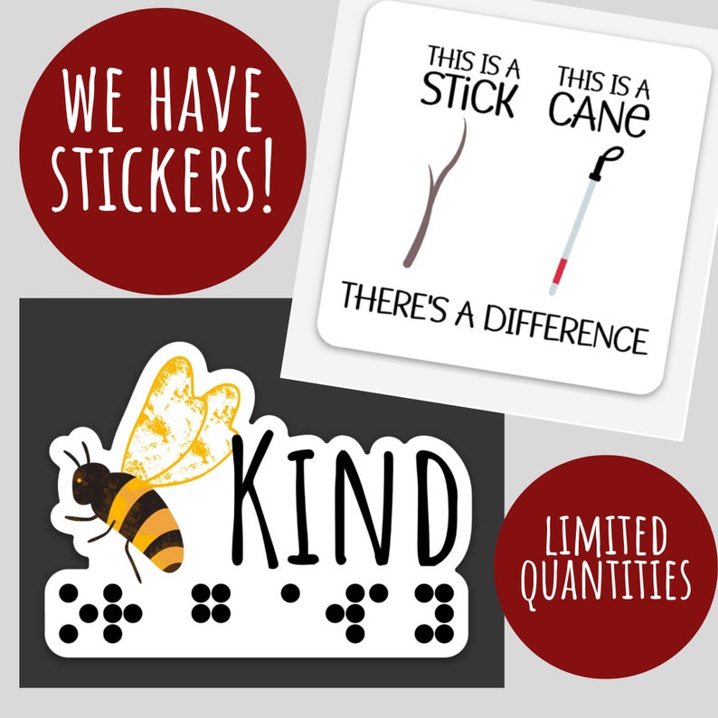 Orientation and Mobility Stick Vs Cane Vinyl Sticker for Water Bottles ...