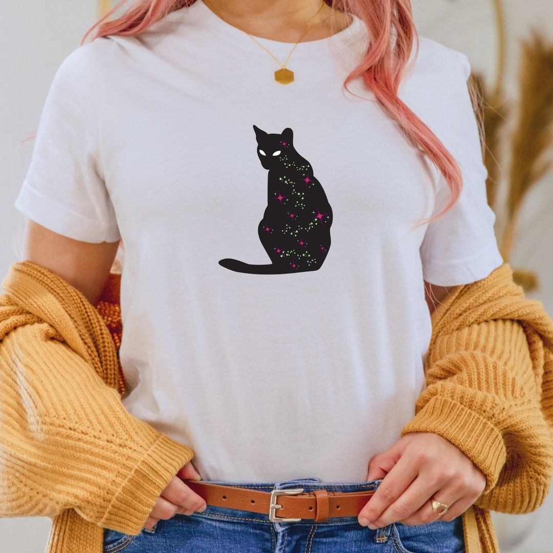 Black Cat Shirt Halloween Tee Black Magic Cat Lover Gift Cat - Etsy UK