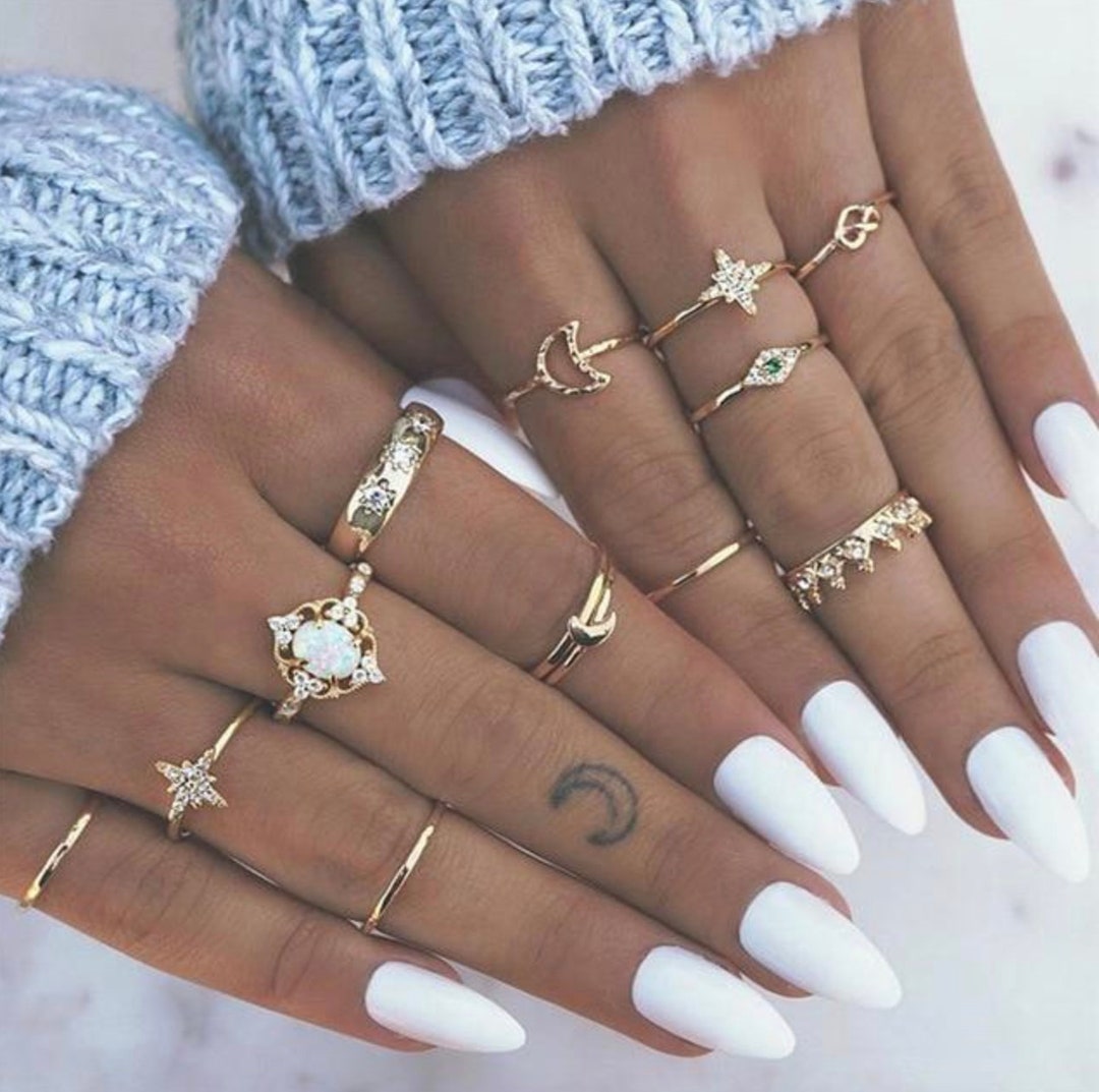 Vintage Star Dust Boho Ring Set. Bohemian Ring Set. Bohemian Stack Ring ...