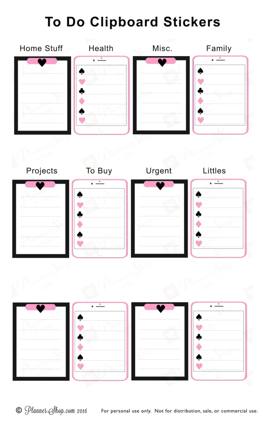 TO DO CLIPBOARD Planner Sticker | Happy Planner Row Template | Planner ...