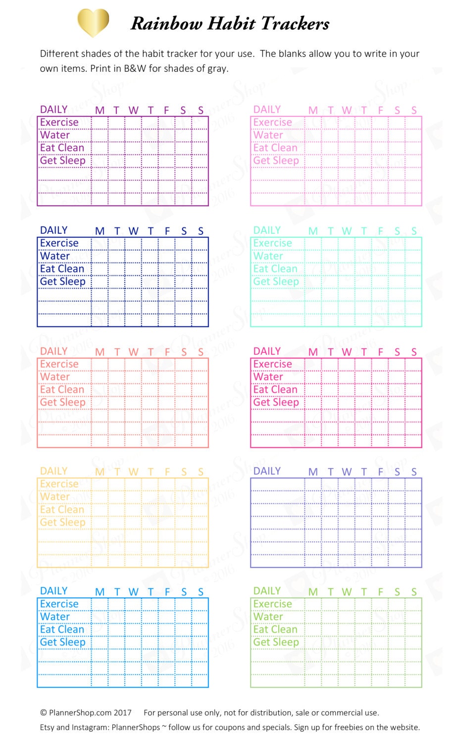 HABIT TRACKER Printable Sticker | Healthy Functional Planner Printable ...