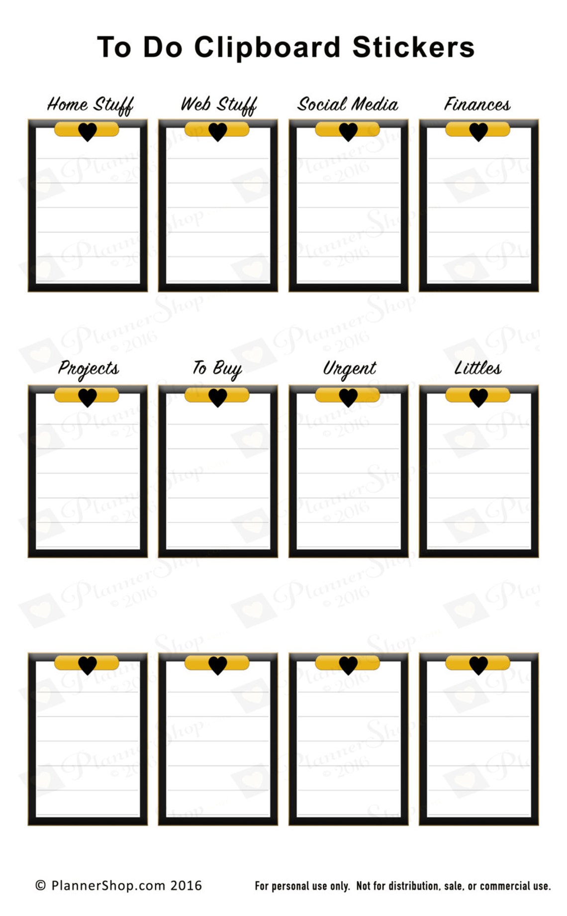 Gold TO DO CLIPBOARD Stickers | Happy Planner Printable | Planner Row ...