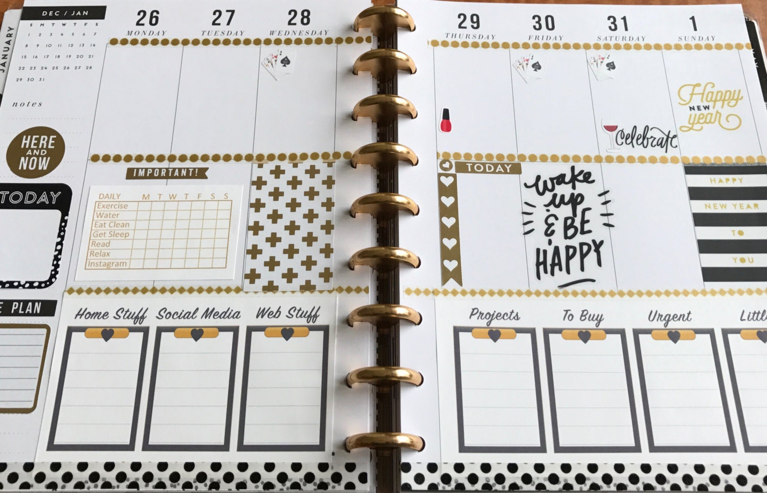 Gold TO DO CLIPBOARD Stickers | Happy Planner Printable | Planner Row ...
