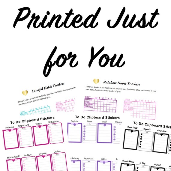 5 sets of Preprinted Printable Add-ons Stickers Planner | Etsy