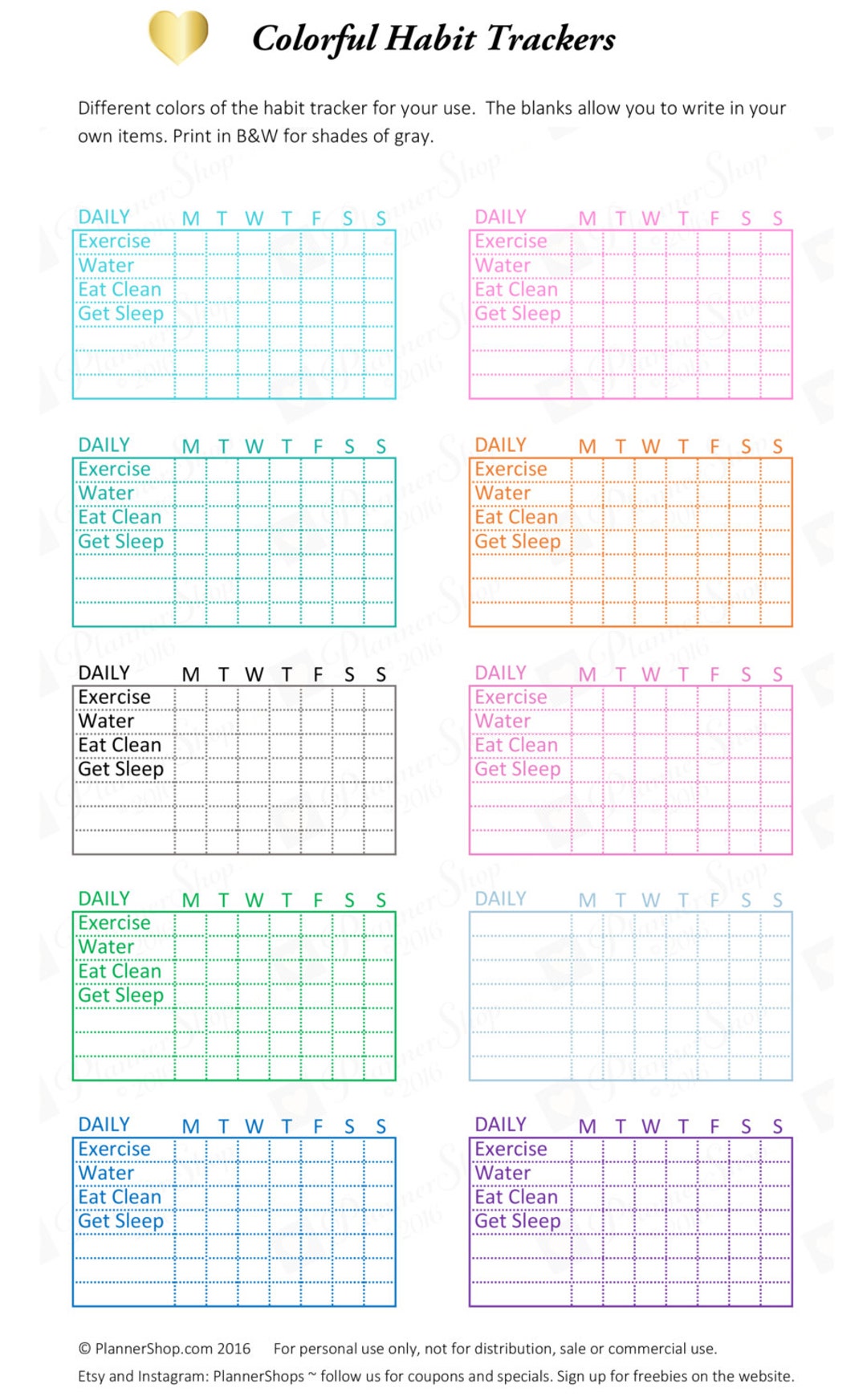Colorful HABIT TRACKER Functional Planner Printable Sticker Hobonichi ...