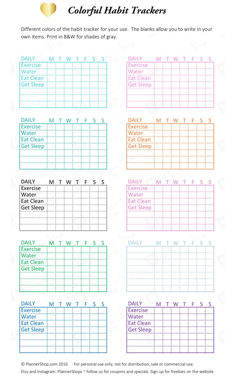 Colorful HABIT TRACKER Functional Planner Printable Sticker Hobonichi ...