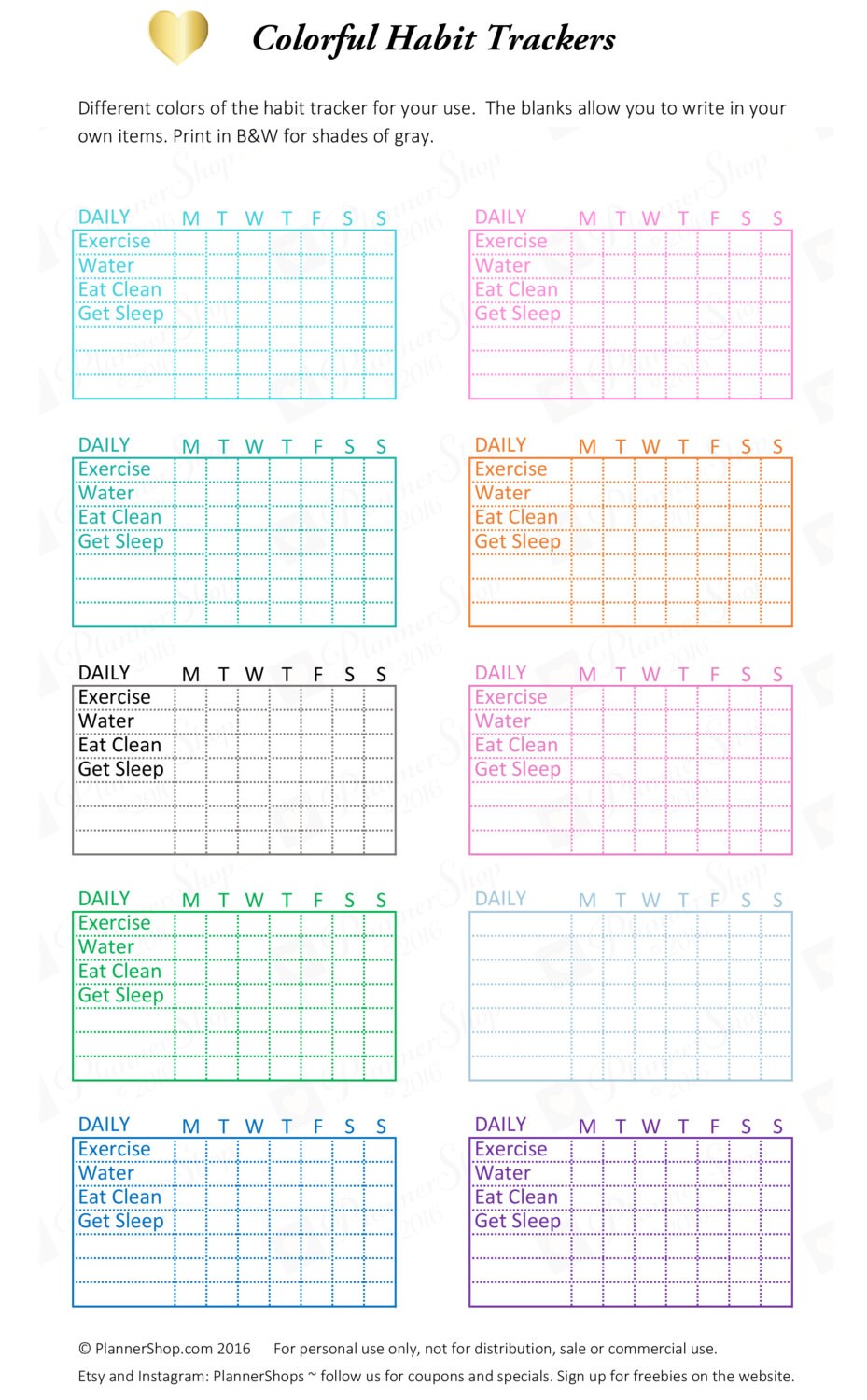 Colorful HABIT TRACKER Functional Planner Printable Sticker Hobonichi ...
