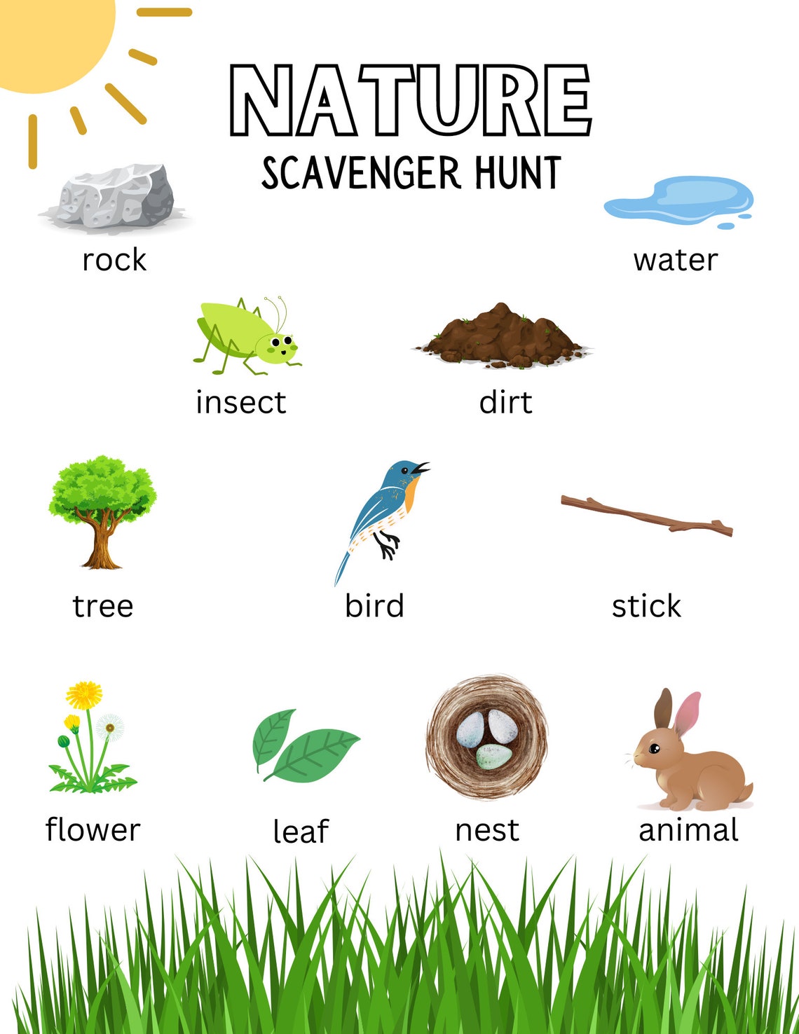 Printable Nature Scavenger Hunt for Kids - Preschool and Elementary ...