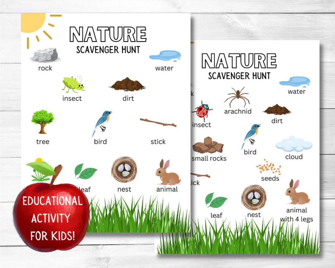 Printable Nature Scavenger Hunt for Kids - Preschool and Elementary ...