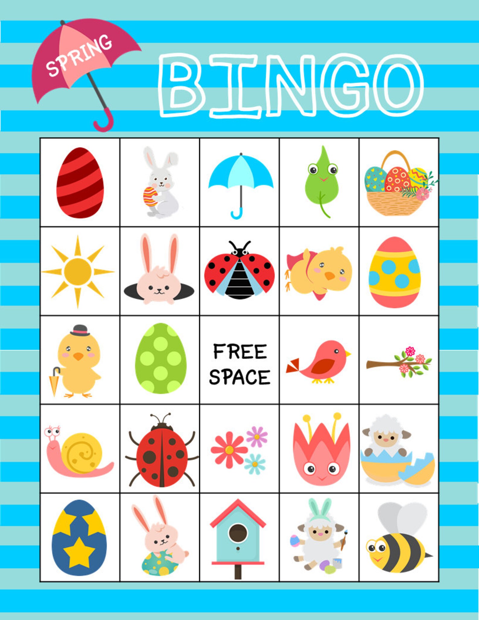 Spring Bingo for Kids - 20 Different Bingo Cards - Elementary Activity ...