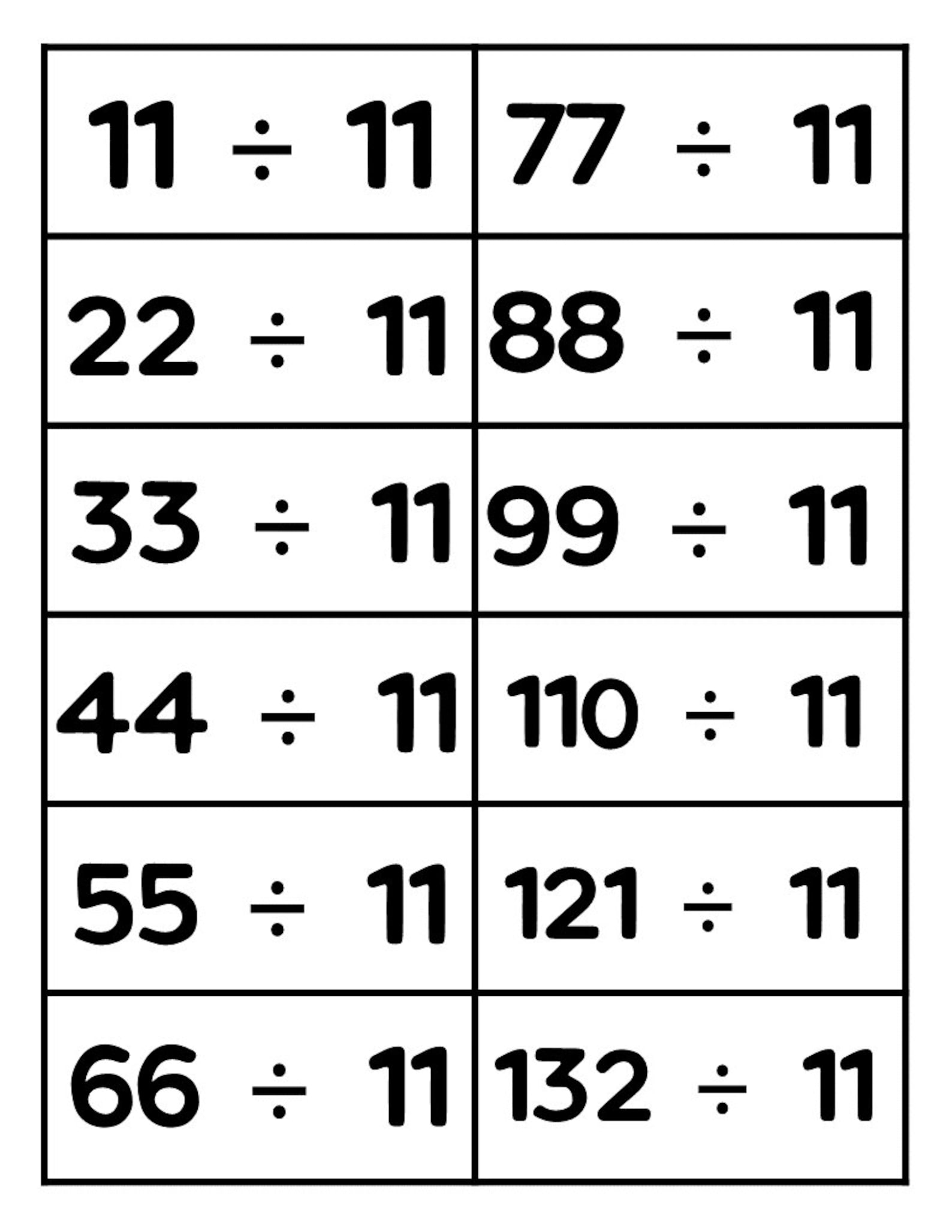 Division Flashcards 1-12 Printable - Elementary Flash Cards - Kids ...
