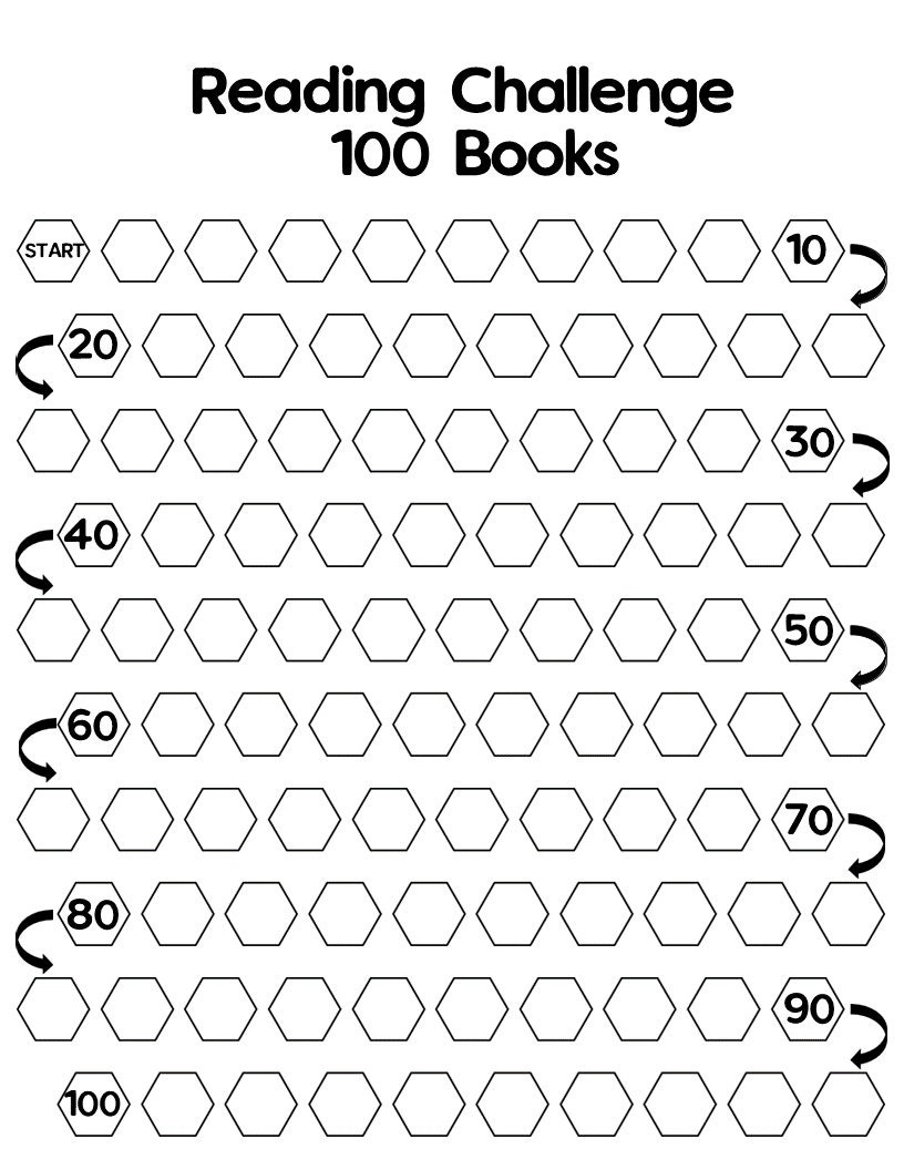 Reading Tracker - 100 Books or 1000 Books - Coloring Page - New Years ...