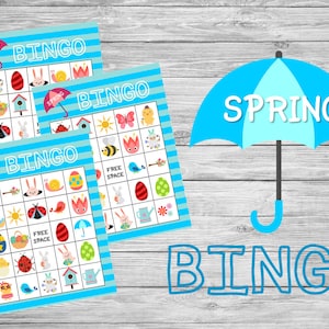 Spring Bingo for Kids - 20 Different Bingo Cards - Elementary Activity ...