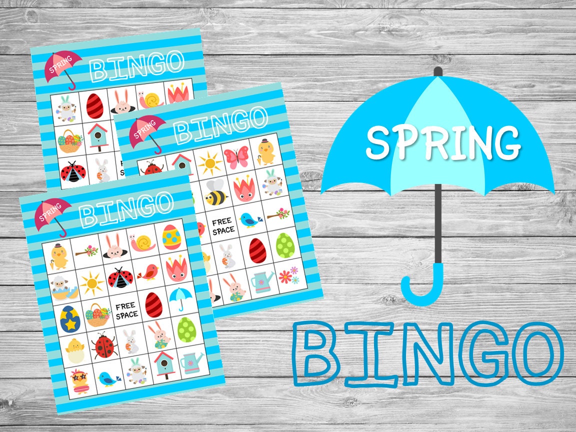 Spring Bingo for Kids - 20 Different Bingo Cards - Elementary Activity ...