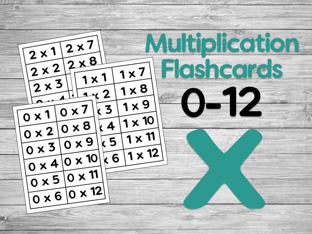 Multiplication Flashcards 0-12 Printable - Etsy
