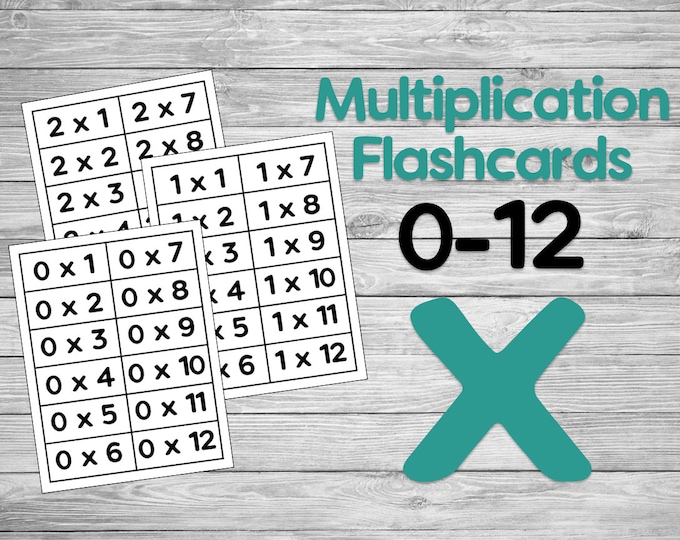 Multiplication Flashcards 0-12 Printable - Etsy