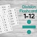 Division Flashcards 1-12 Printable - Elementary Flash Cards - Kids ...