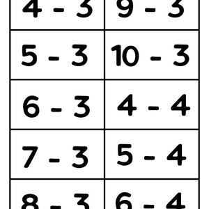 Subtraction Flashcards 0-10 - Printable - Instant Download - Elementary ...