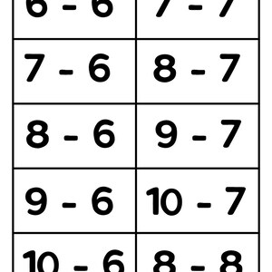 Subtraction Flashcards 0-10 - Printable - Instant Download - Elementary ...