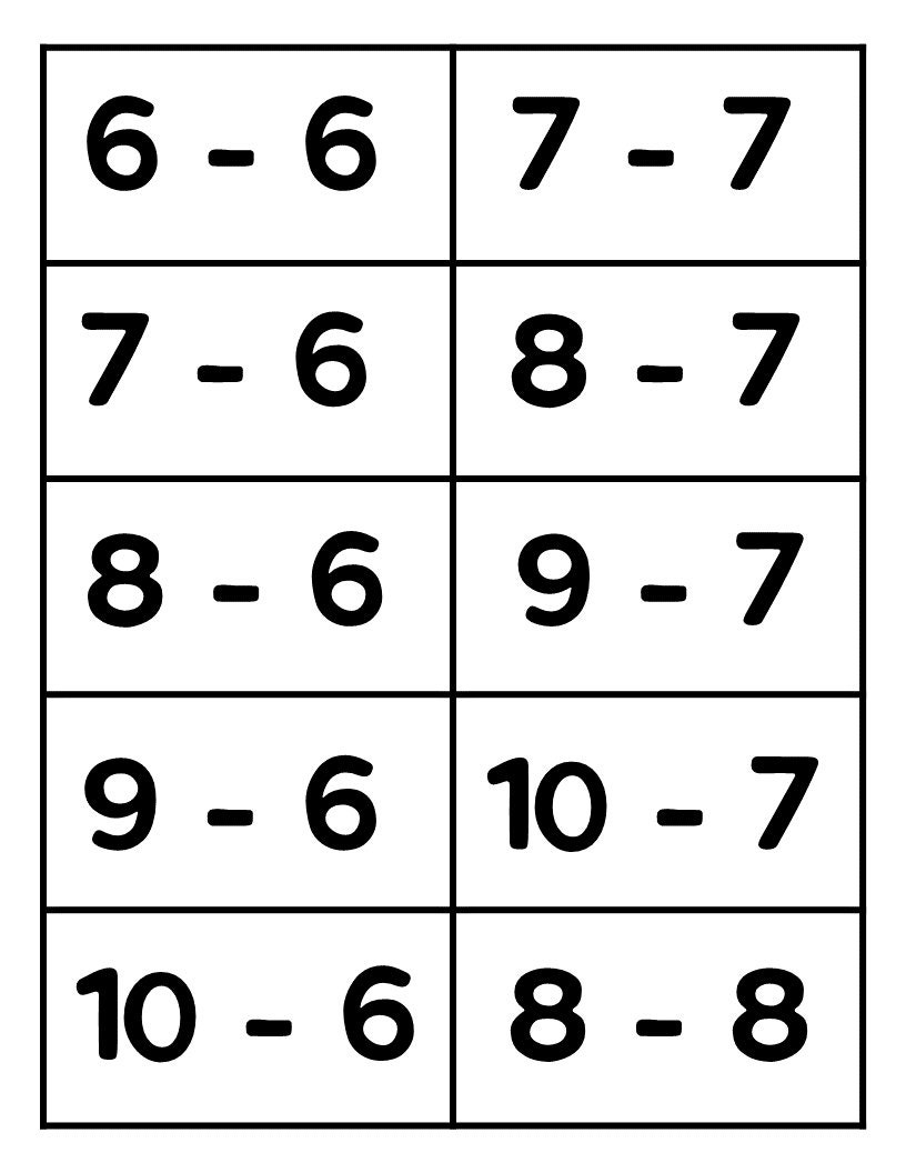 Subtraction Flashcards 0-10 - Printable - Instant Download - Elementary ...