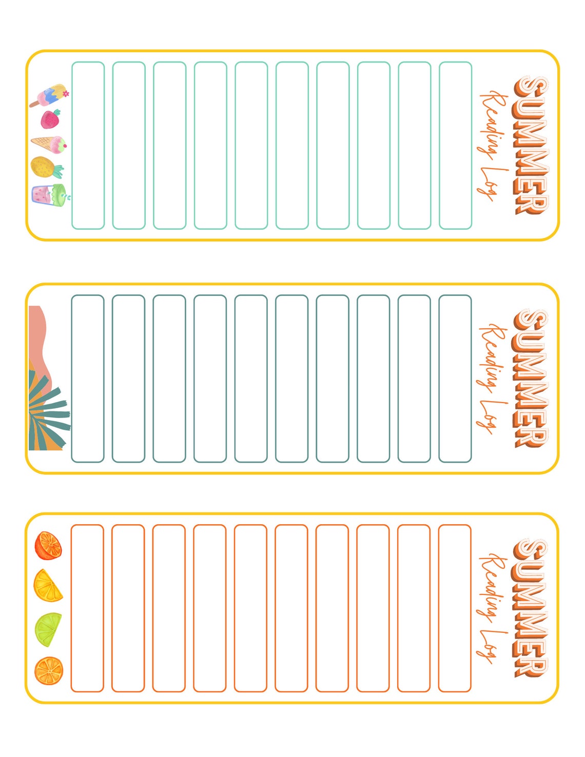 Summer Reading Log Bookmarks Printable - Instant Download - Goal ...