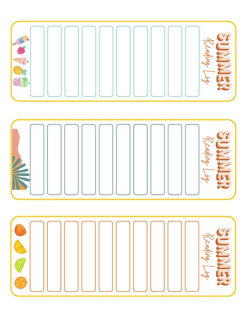 Summer Reading Log Bookmarks Printable Instant Download Goal Tracker ...