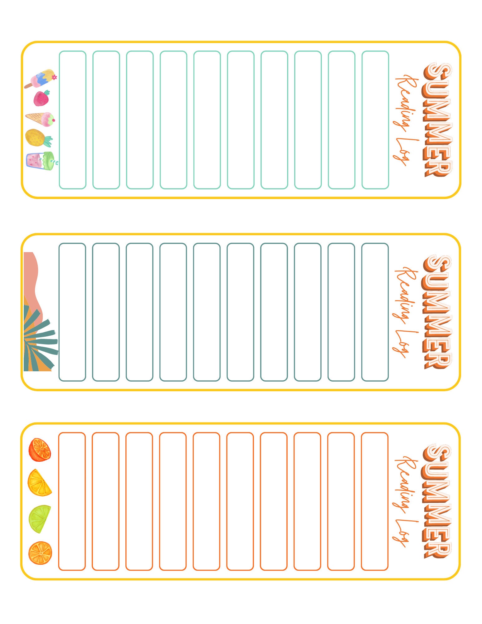 Summer Reading Log Bookmarks Printable - Instant Download - Goal ...