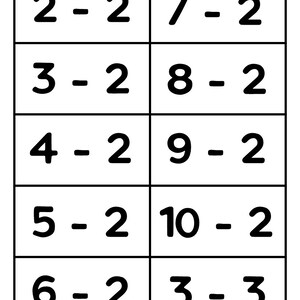Subtraction Flashcards 0-10 - Printable - Instant Download - Elementary ...