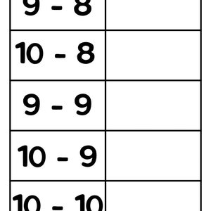 Subtraction Flashcards 0-10 - Printable - Instant Download - Elementary ...