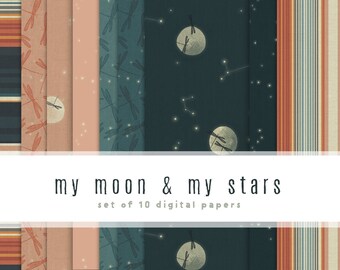 Moon and Stars Paper | Etsy