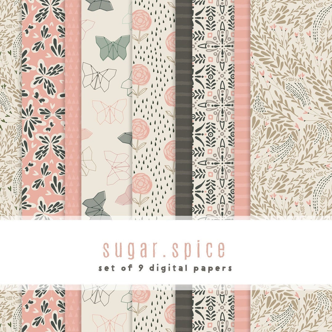Sugar & Spice Scrapbooking Paper Collection { Set of 10 } Digital ...