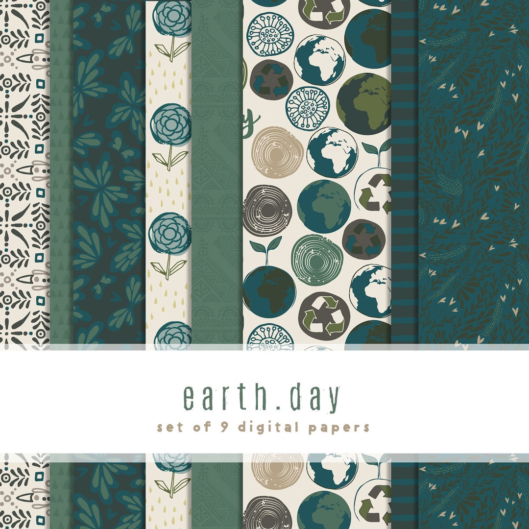 Earth Day Digital Paper Collection { Set of 9 } Digital Scrapbook Paper ...