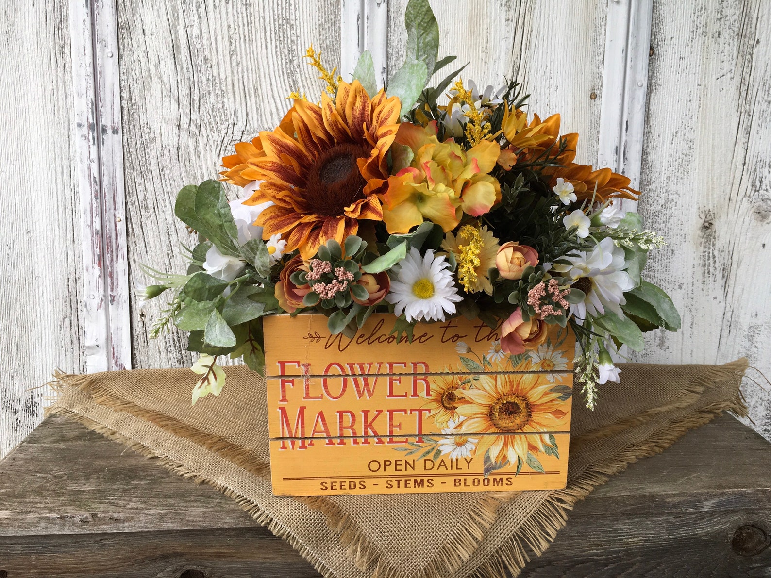 Flower Market Wood Crate Summer Through Autumn Floral - Etsy