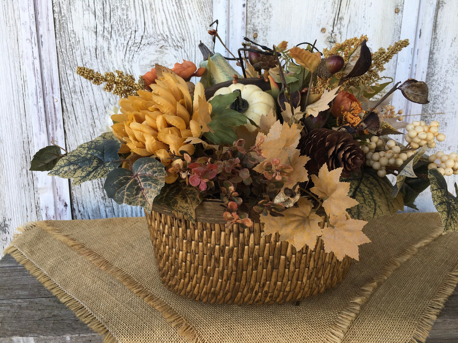 Fall Basket With Pumpkins and Floralautumn Basket - Etsy