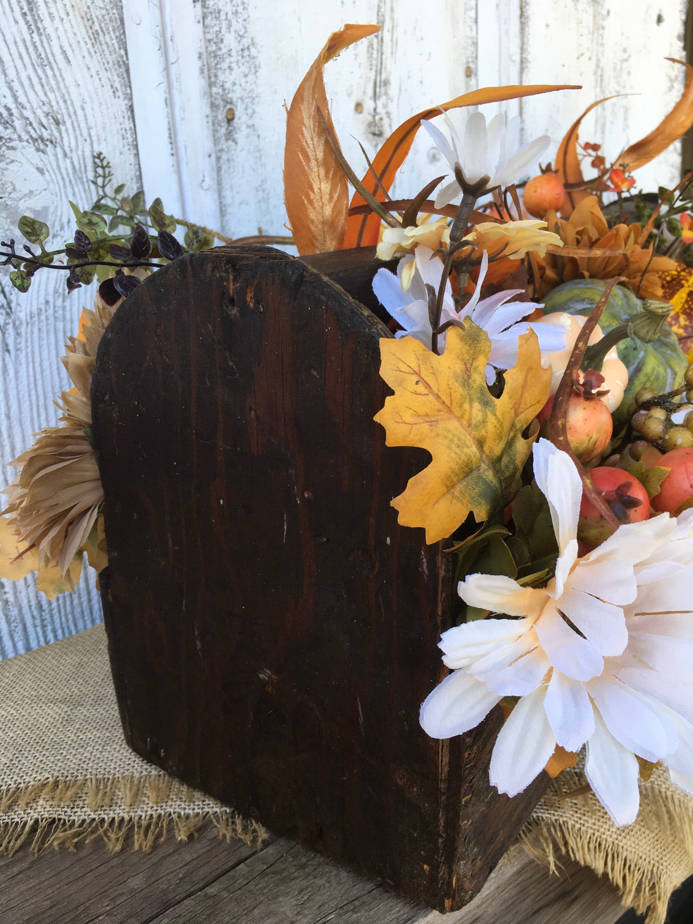 Vintage Tool Box Fall Pumpkin and Floral Arrangement | Etsy