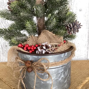 A Galvanized Tin Winter Alpine Tree With Cardinal~christmas Centerpiece ...
