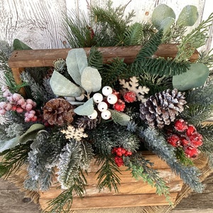Winter Snowflake Arrangement in Tote~primitive Holiday Decor~rustic ...