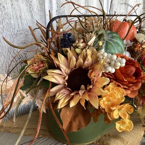 Vintage Harvest Basket With Fall Pumpkins and Floral~autumn Pumpkin ...