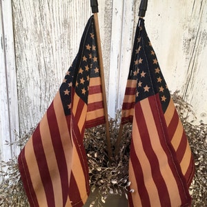 A Pair of Tea Stained American Flags~americana Flags~forth of July ...