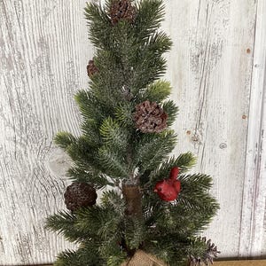 A Galvanized Tin Winter Alpine Tree With Cardinal~christmas Centerpiece ...