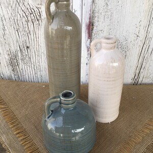 Set of Three Jugs in Green Teal and Cream Tonesneutral - Etsy